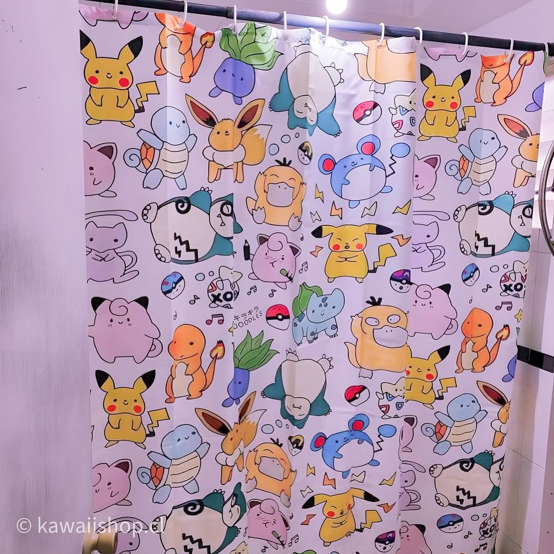 Pokémon shower curtains - ꒰ᐢ. .ᐢ꒱₊˚⊹ KAWAIISHOP⋆｡˚ ☁︎ ˚｡⋆｡˚☽˚｡⋆